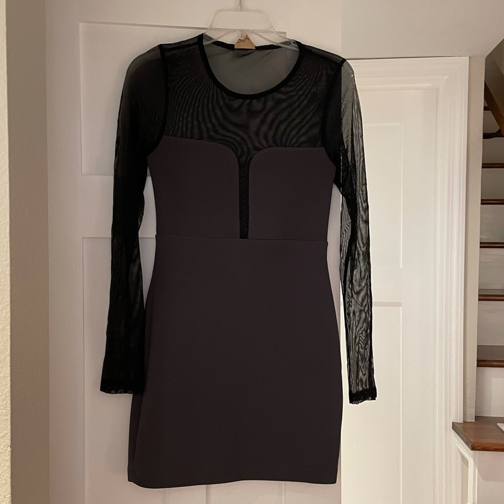 Mesh Gray Form Fitting Body Con Dress - Gem